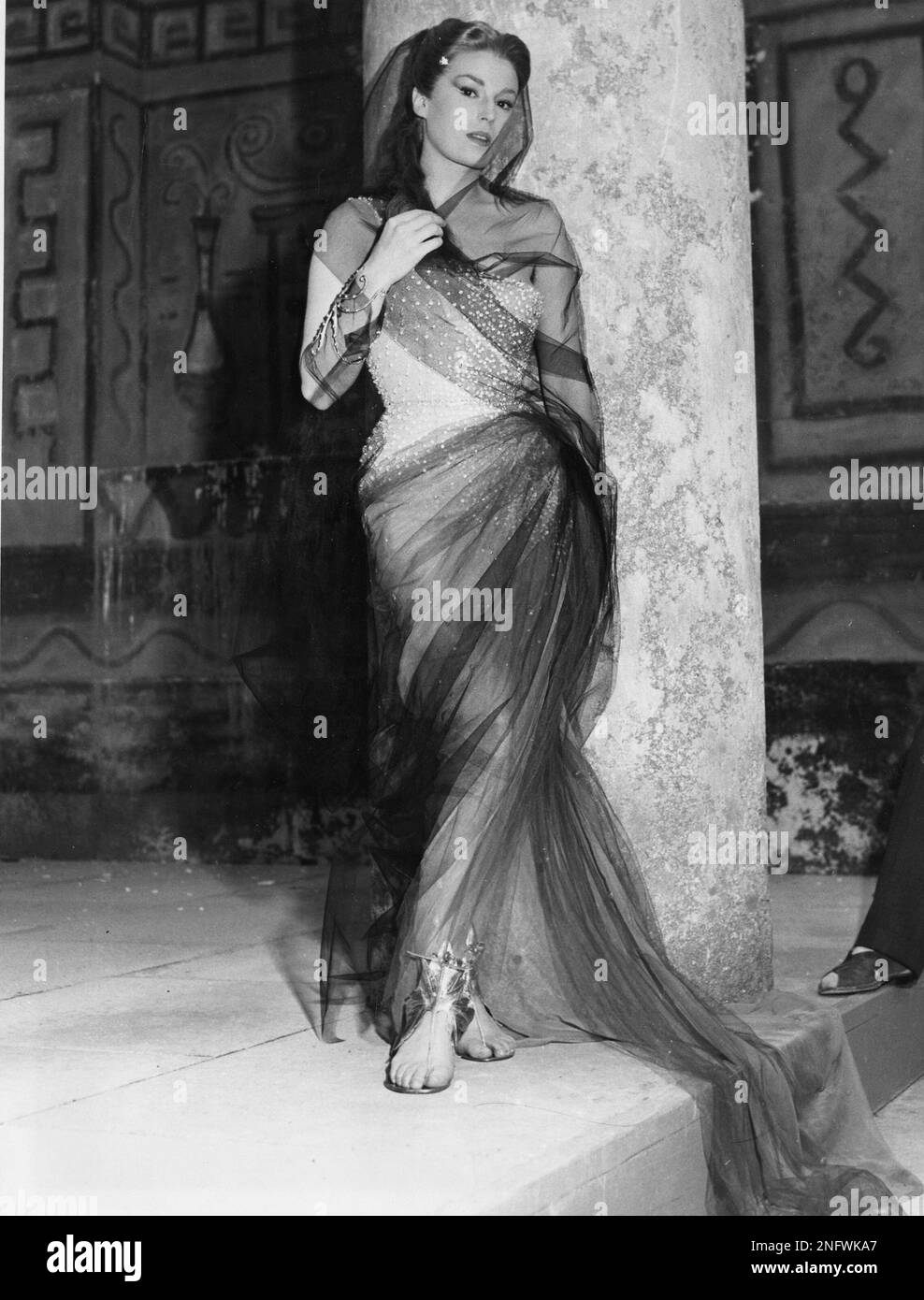 Italian actress Silvana Mangano poses in a costume during test shots in ...