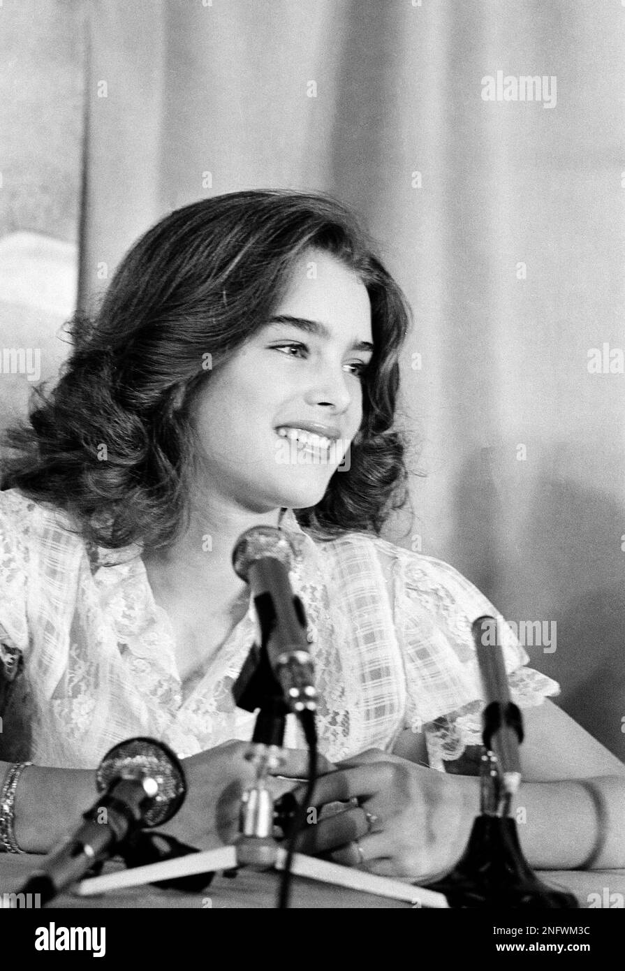 Actress/model Brooke Shields, 13, is shown at a Cannes news conference ...