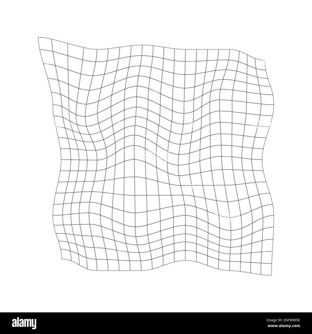 Distorted grid texture. Warped retrofuturistic mesh. Net with ...