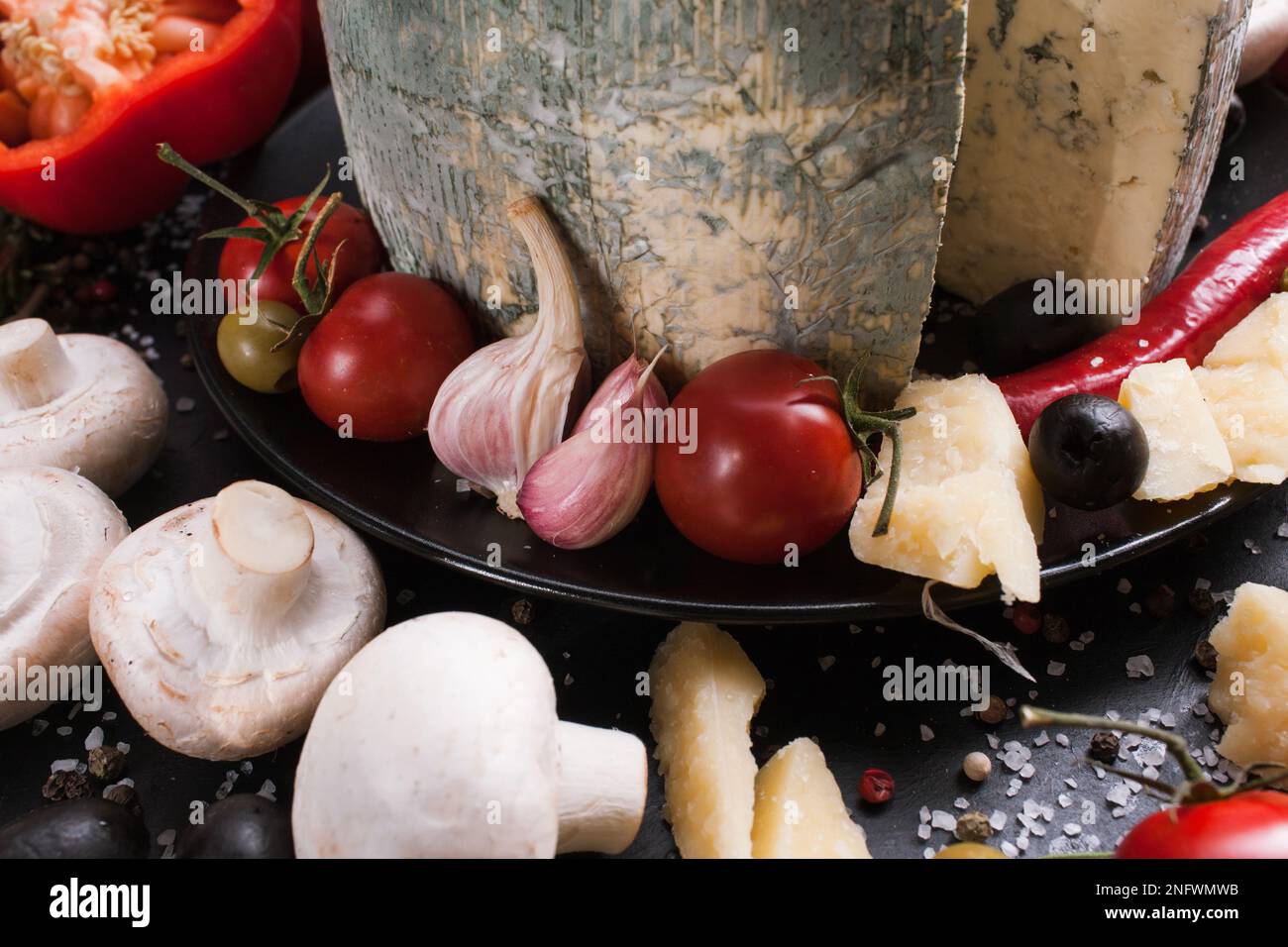 food photo blue cheese vegetables concept Stock Photo - Alamy