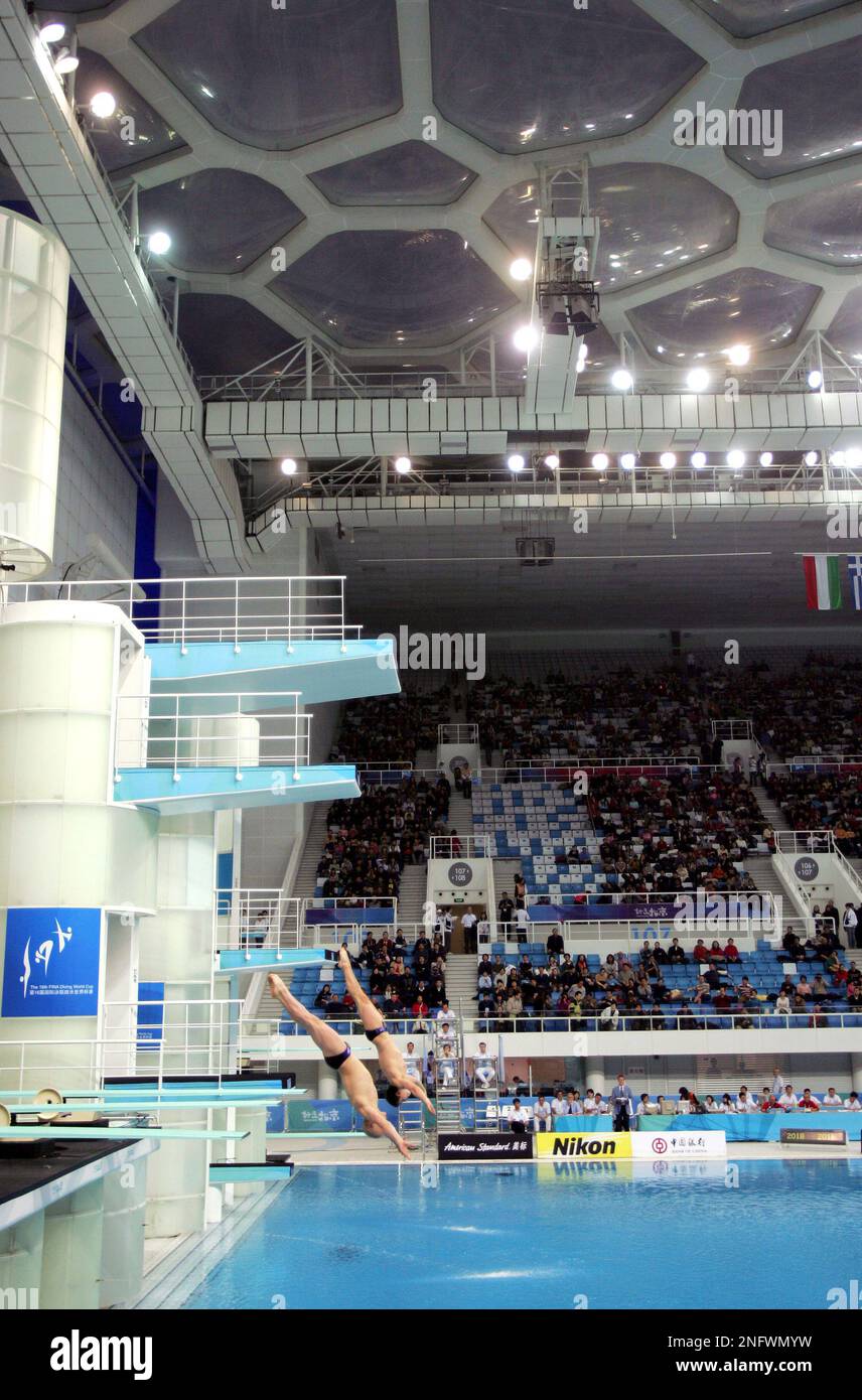Great Britain's Benjamin Swain and Nicholas Ribinson-Baker dive during ...