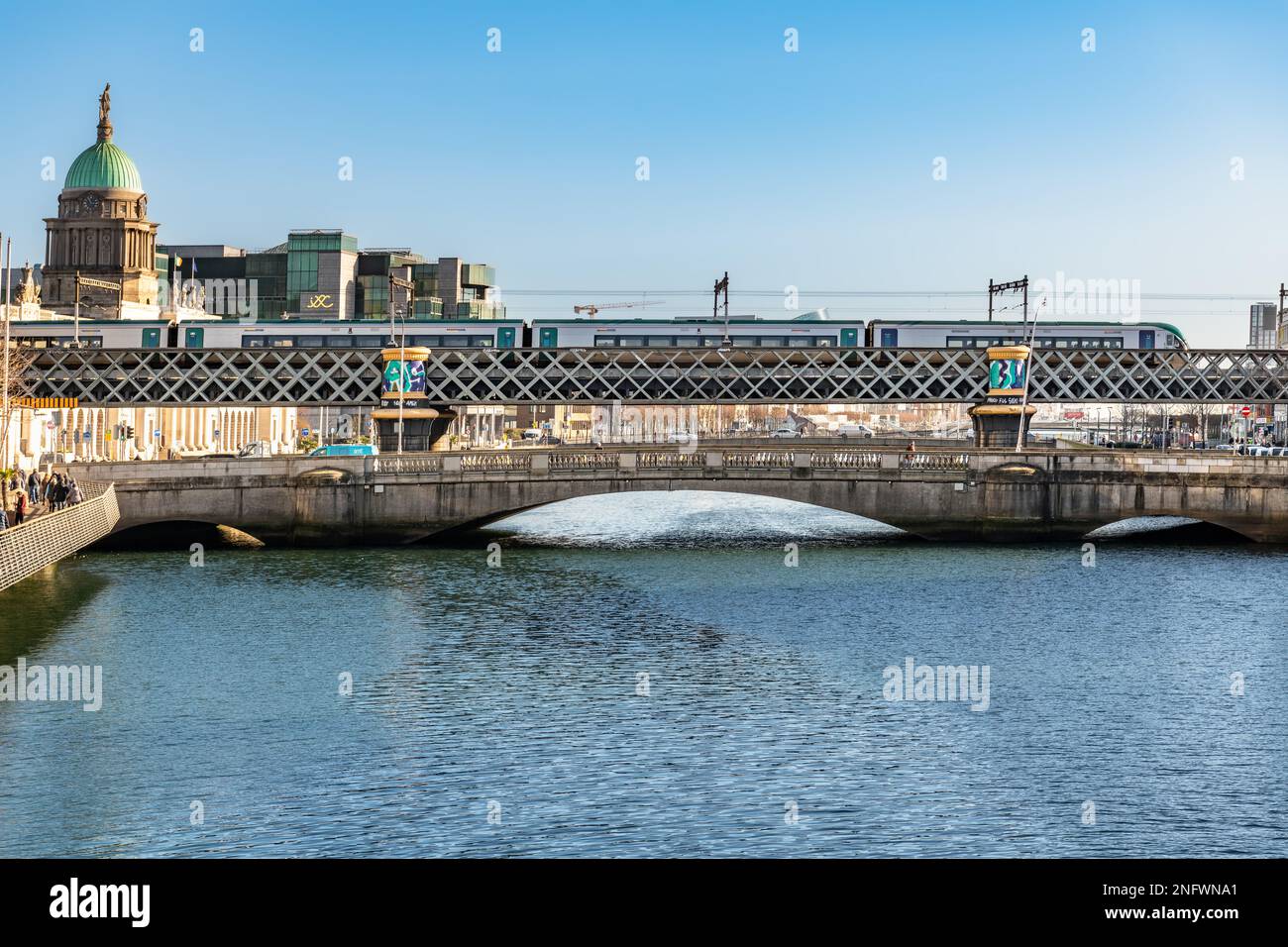 The Talbot Memorial Bridge and the Railway Bridge over the River Liffey ...