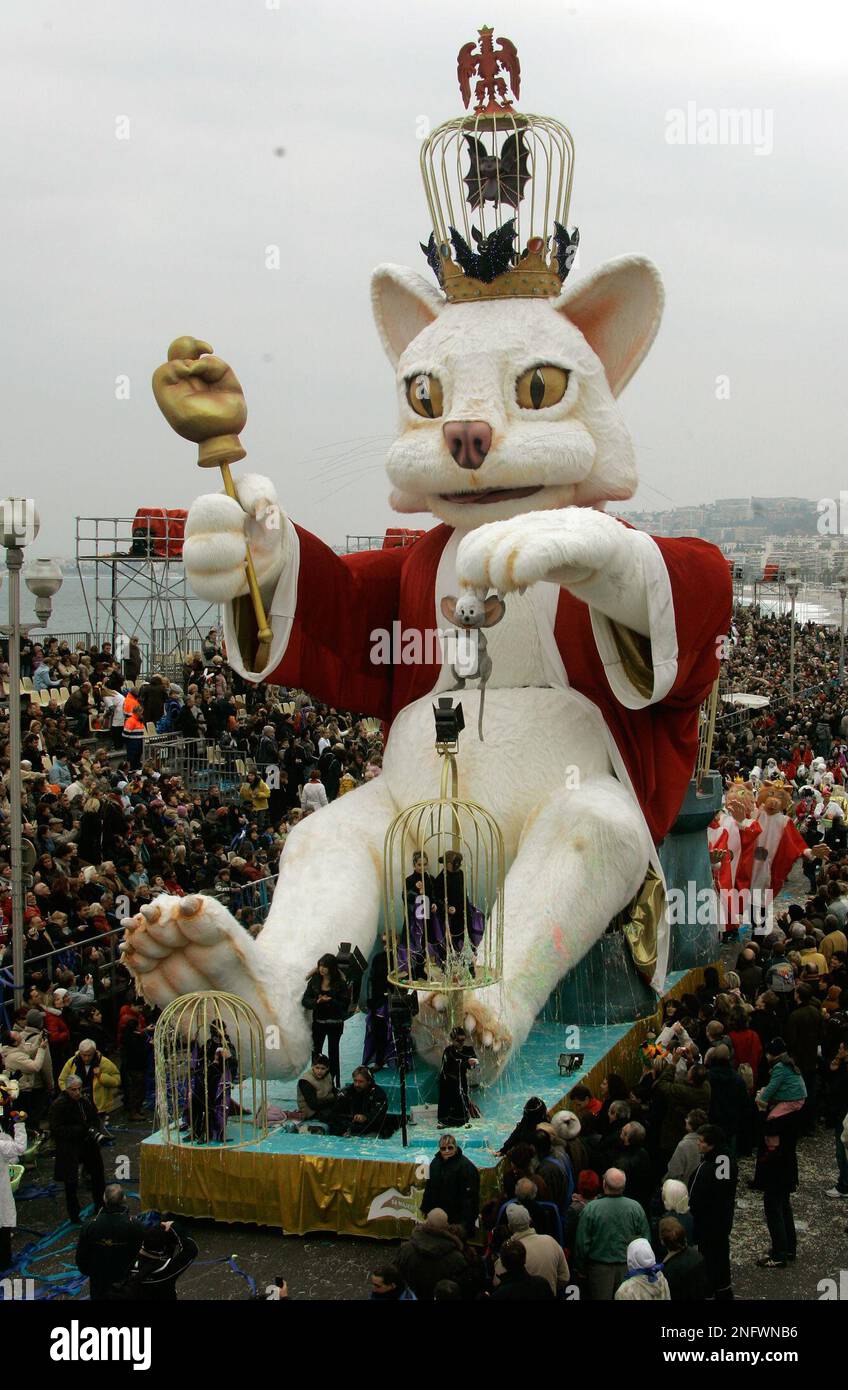 A giant cat float parades during the 124th Nice Carnival, Sunday, Feb ...