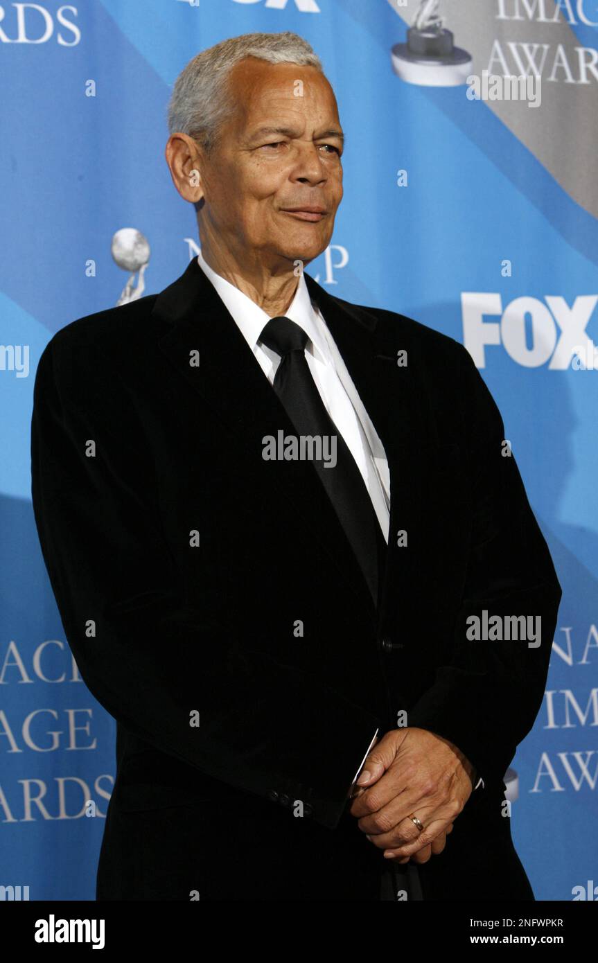 Julian Bond poses in the press room at the 39th NAACP Image Awards on ...