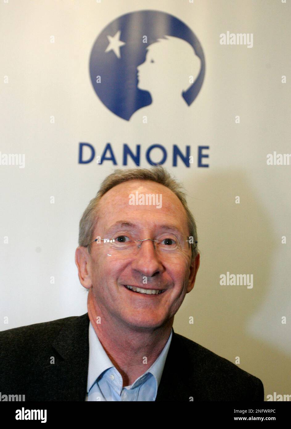 Dairy company Groupe Danone CEO Franck Riboud presents the group's 2007 ...
