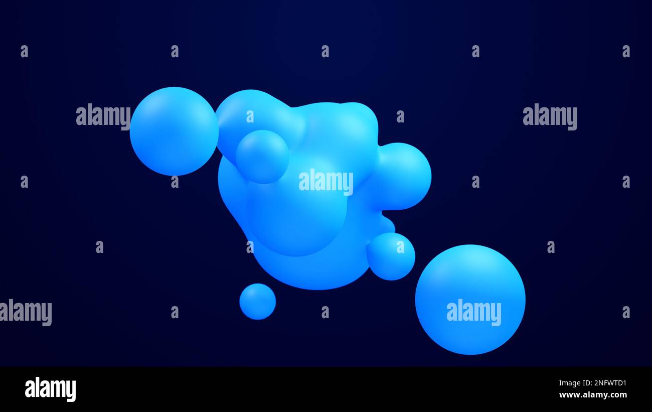 Metaverse 3d abstract background with droplets blue metaball molten wax ...