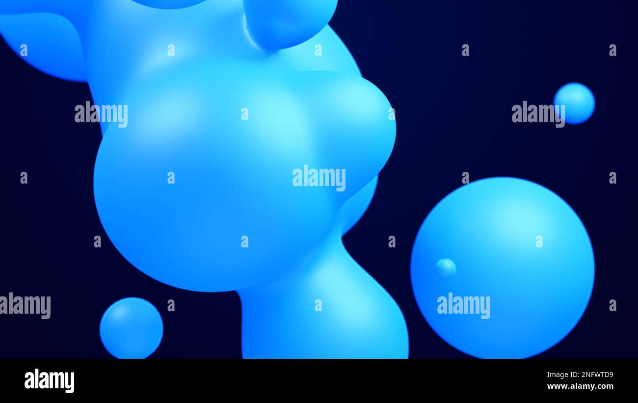 Metaverse 3d abstract background with droplets blue metaball molten wax ...