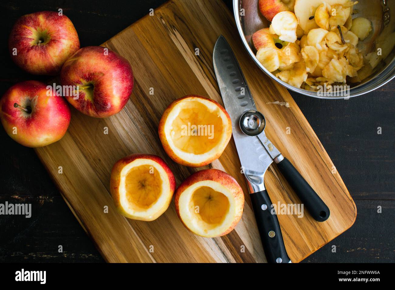 Fresh Apples with the Cores Scooped Out: Prepping fresh gala apples to ...