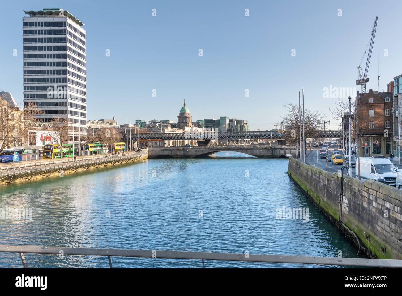 The River Liffey and Waterfront in Central Dublin, Ireland Stock Photo ...
