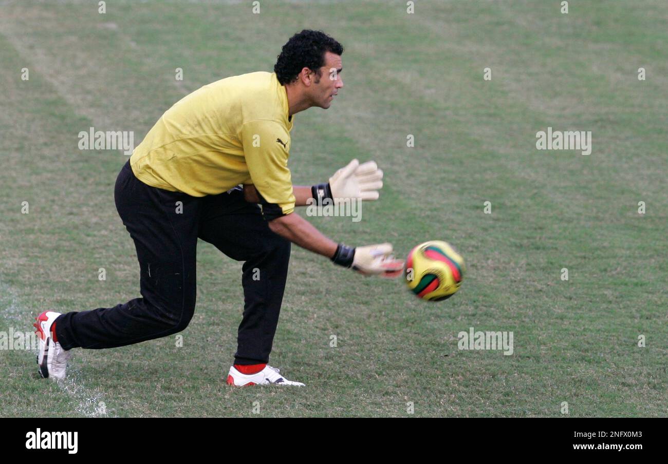 Egypt goalkeeper Essam El-Hadary is seen during a training session in ...