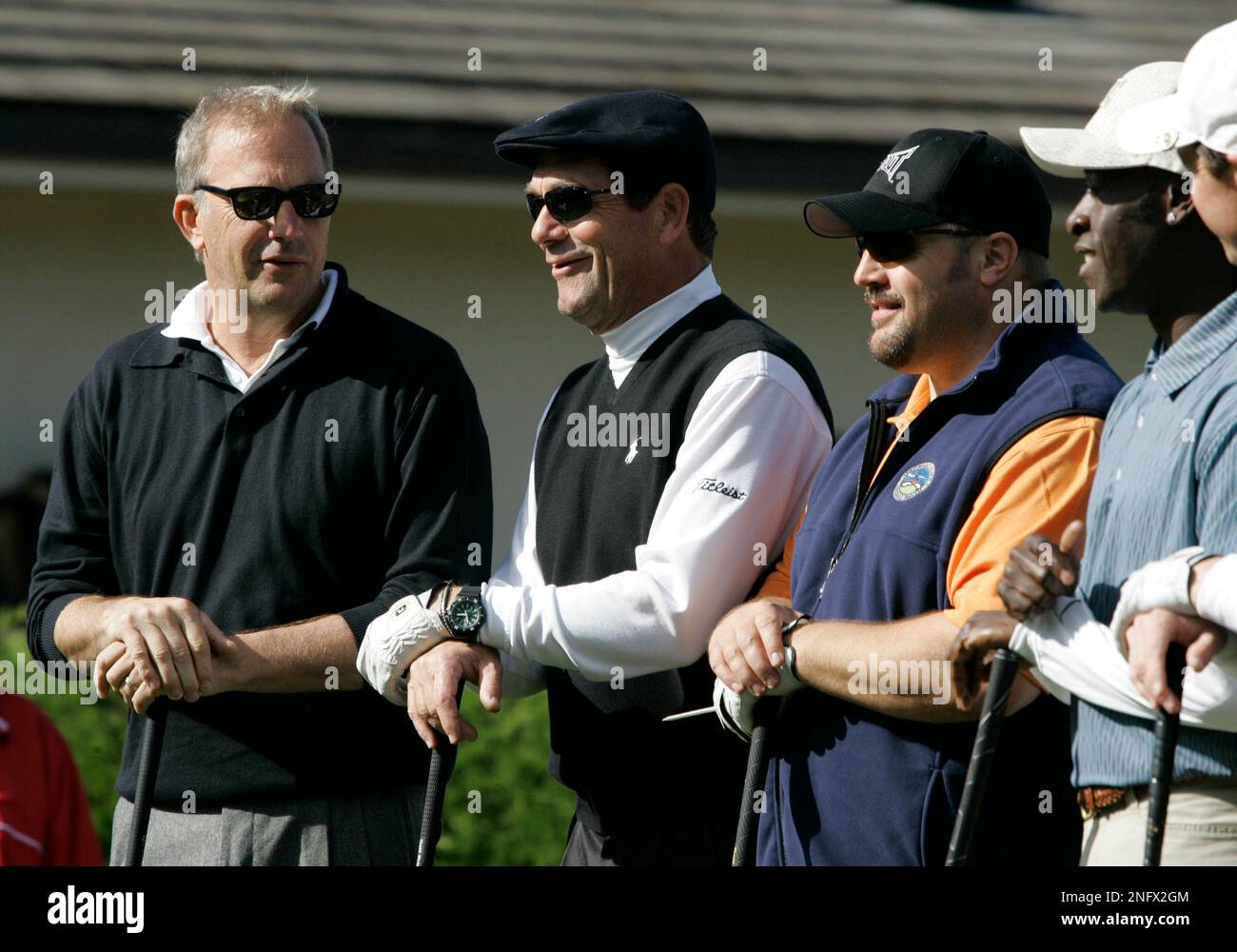 From left, Kevin Costner, Huey Lewis, Kevin James and Don Cheadle pose ...