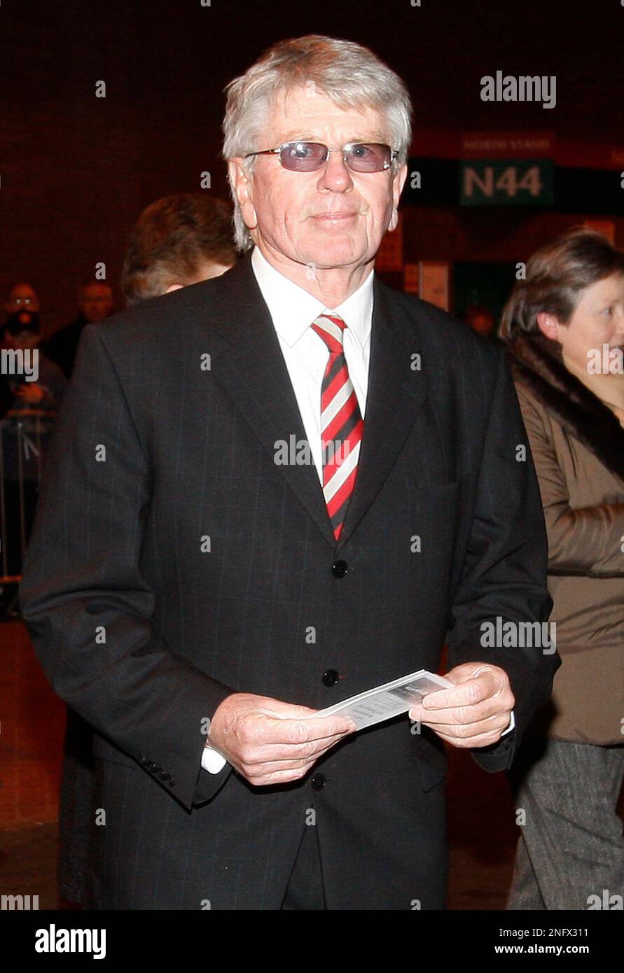 Sandy Busby arrives at a memorial service at Manchester United's Old ...