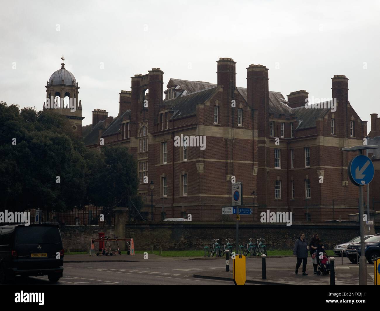 A rooftop view of a large wardroom building in Portsmouth, UK and ...