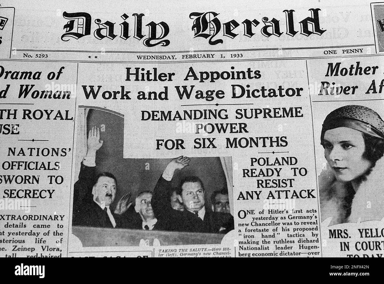 Image shows the front page of The Daily Herald newspaper from Wednesday ...