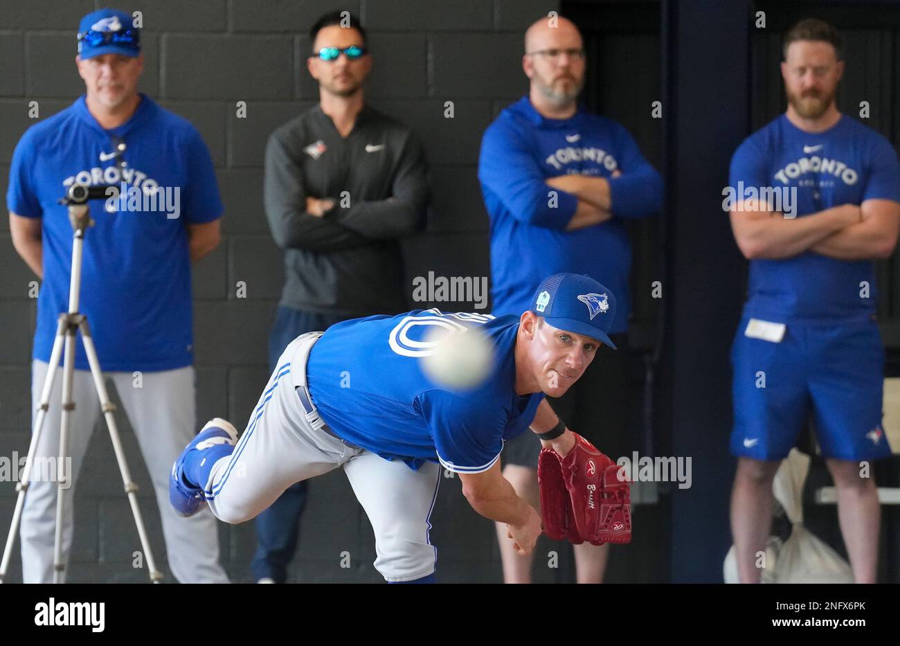 Toronto Blue Jays pitcher Chris Bassitt throws a pitching session ...