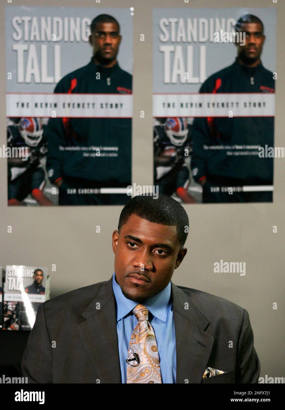 Buffalo Bills tight end Kevin Everett pauses while speaking during an ...