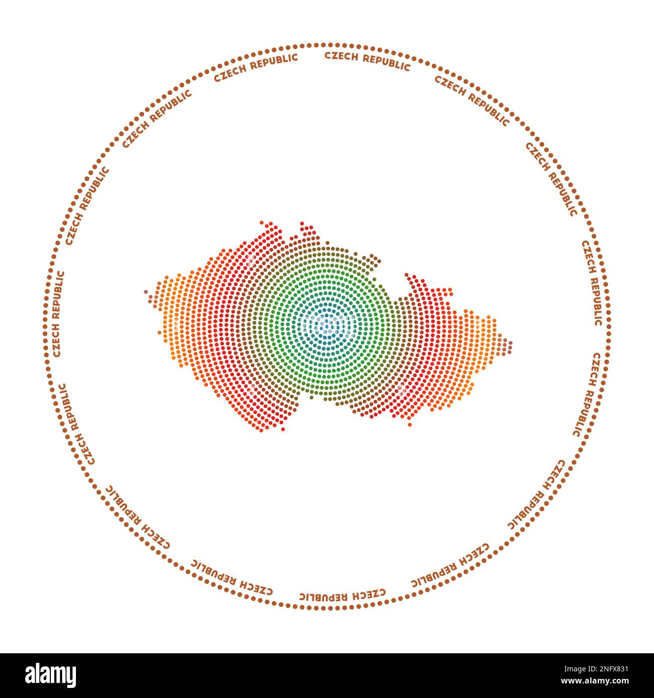 Czech Republic round logo. Digital style shape of Czech Republic in ...