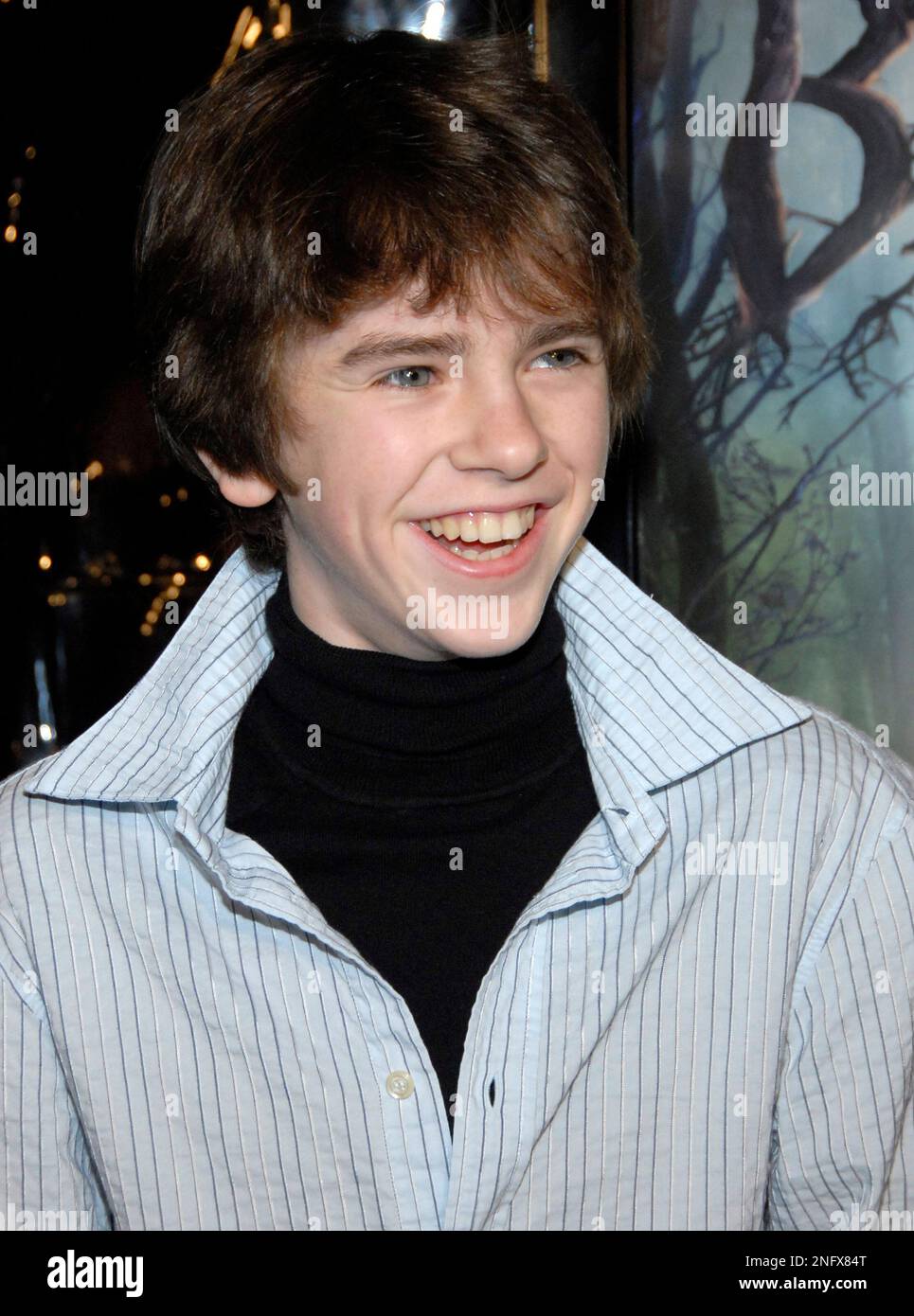 Actor Freddie Highmore poses on the press line at the premiere of the ...