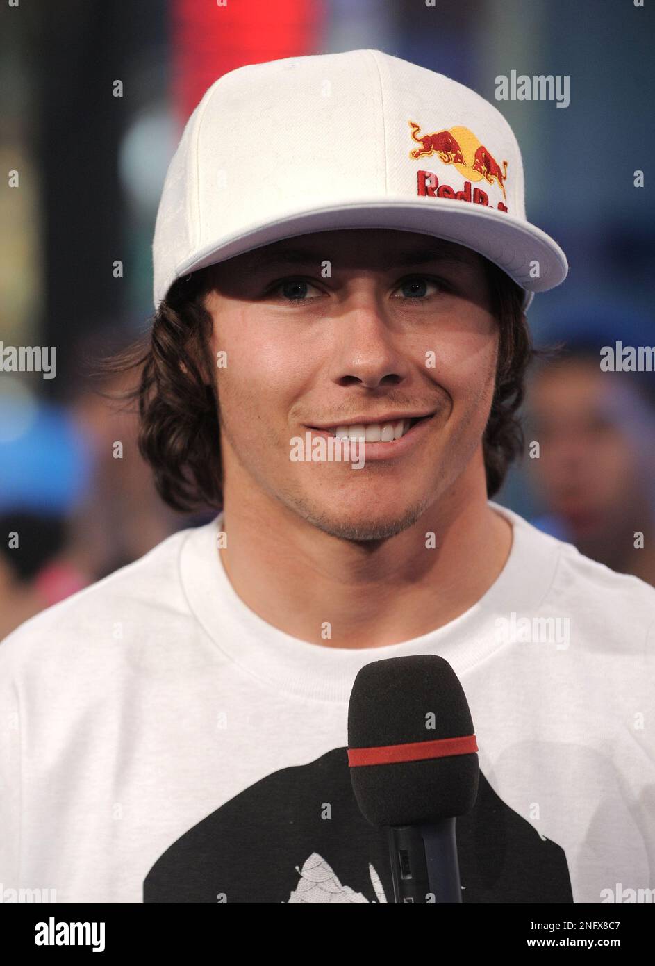 Skier Simon Dumont makes an appearance at MTV Studio's in Times Square ...