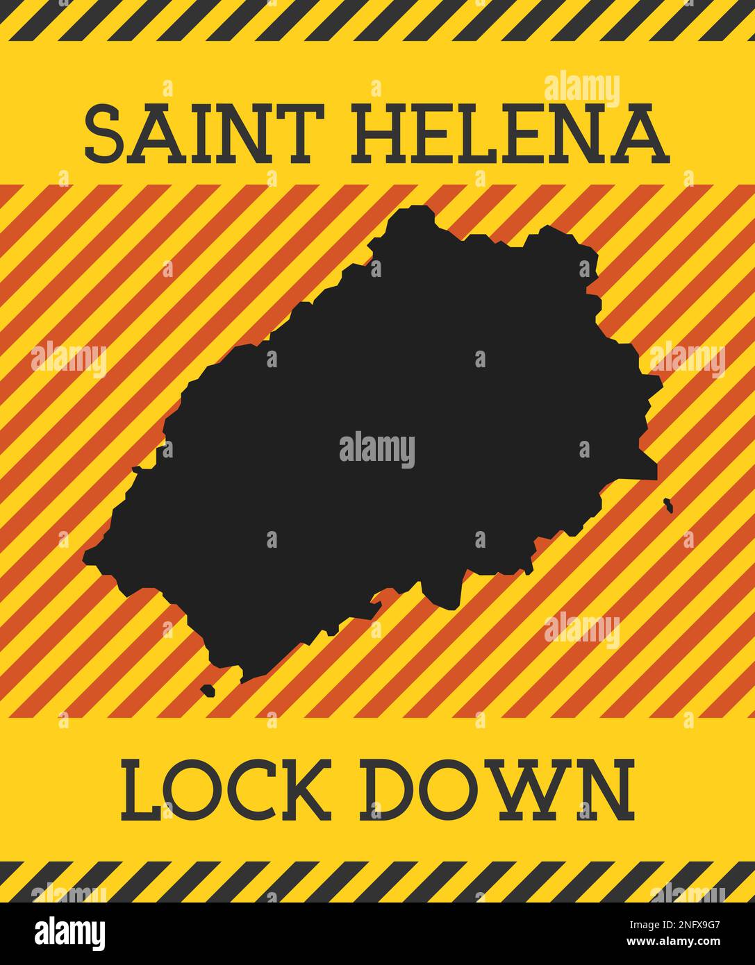 Saint Helena Lock Down Sign. Yellow island pandemic danger icon. Vector ...