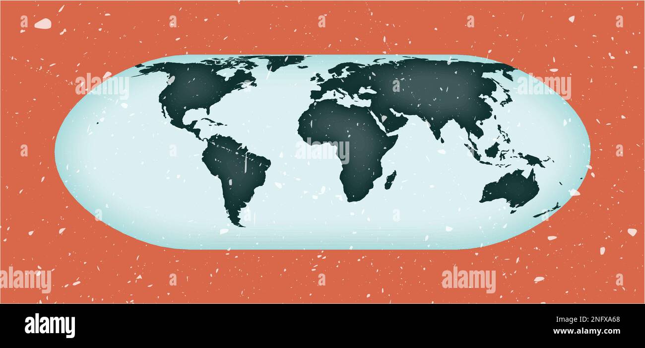 World Map Poster. Nell-Hammer projection. Vintage world shape with ...