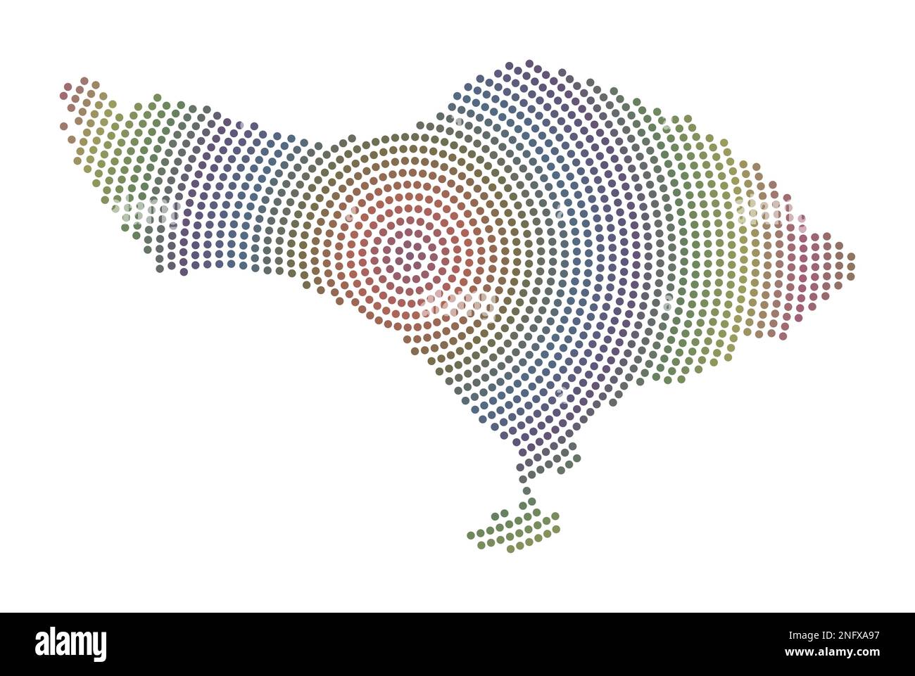 Bali dotted map. Digital style shape of Bali. Tech icon of the island ...