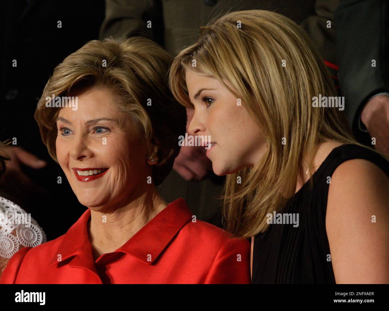 First lady Laura Bush, left, accompanied by daughter Jenna, arrive for ...