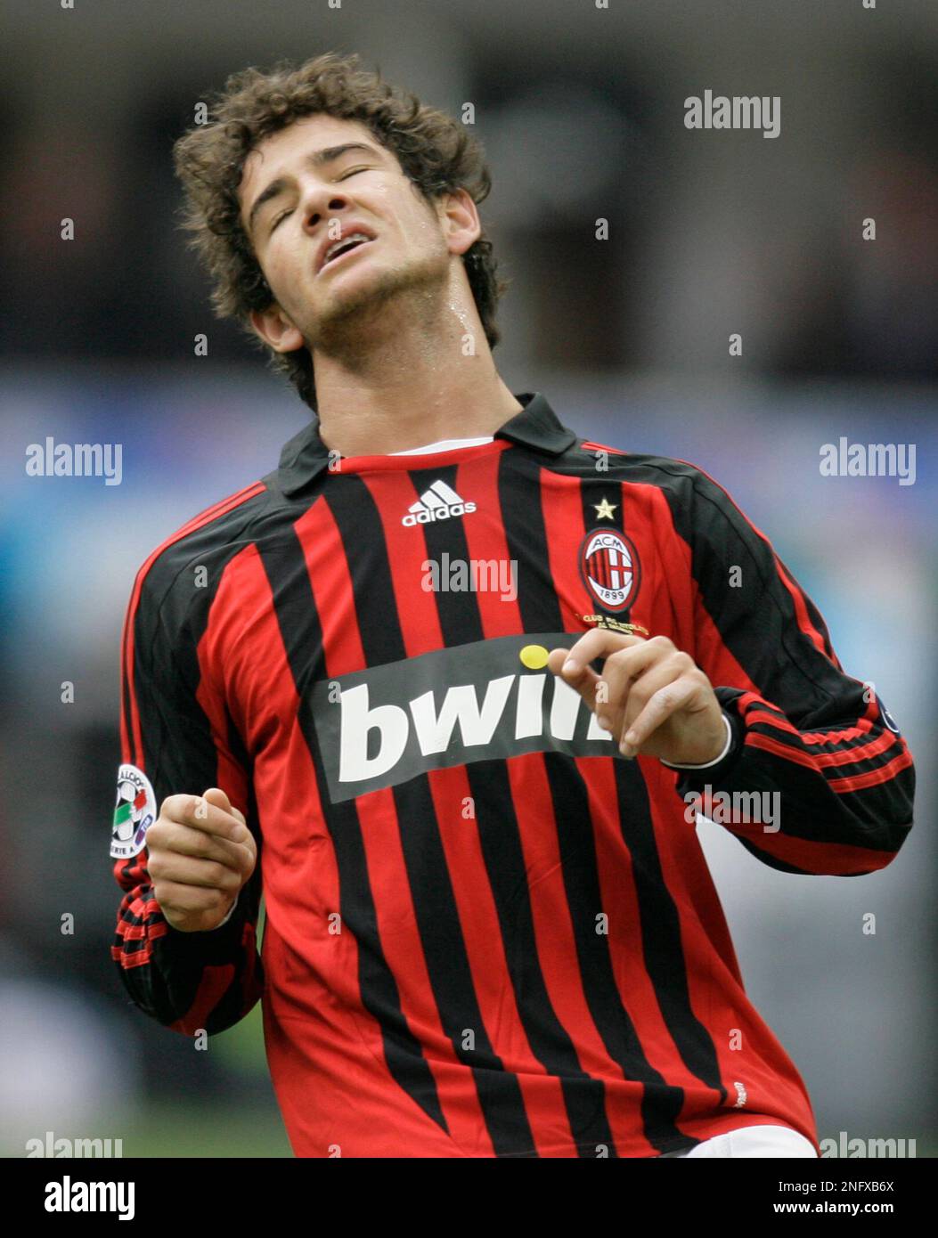 AC Milan forward Alexandre Pato of Brazil, reacts during a major league ...