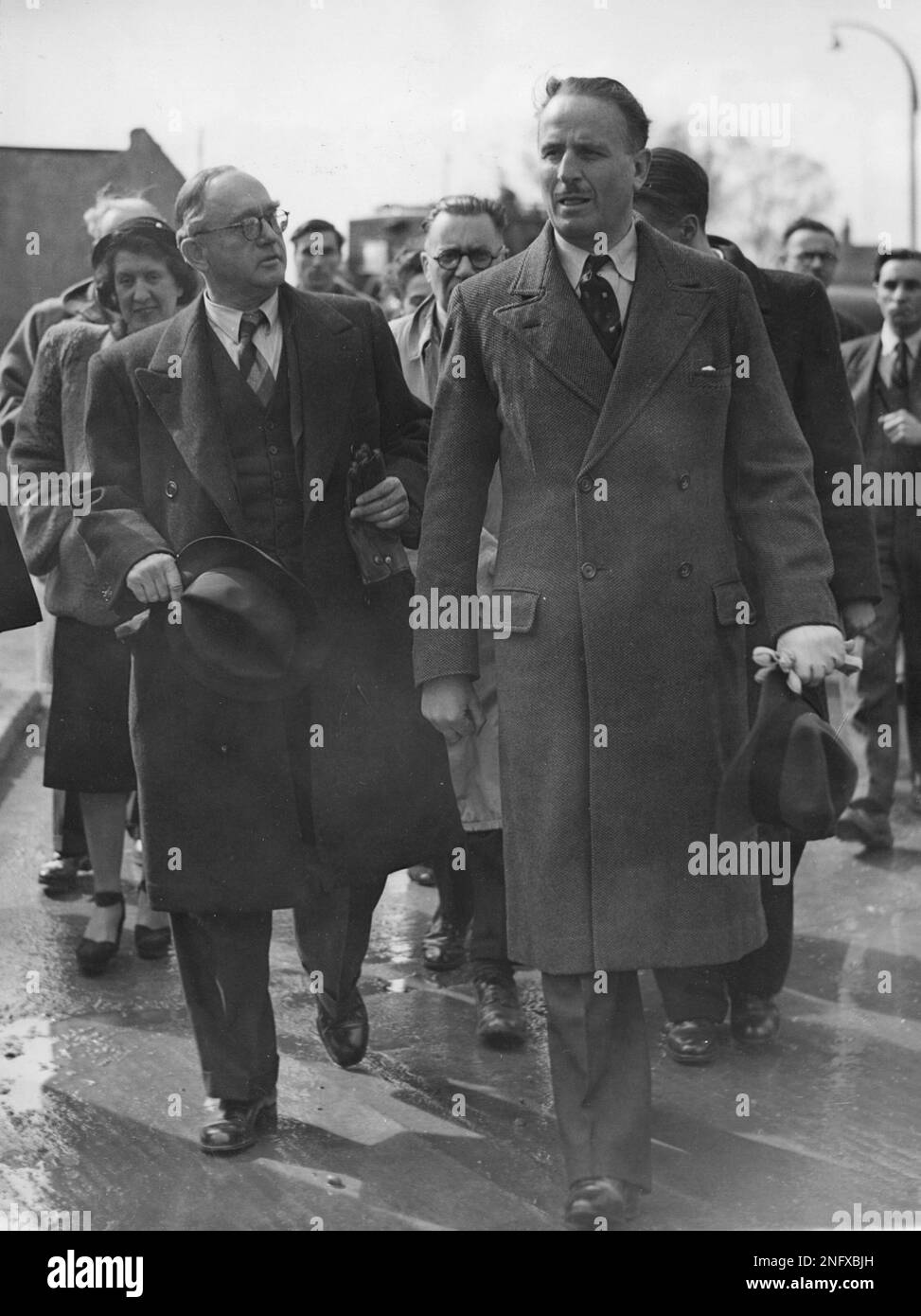 Sir Oswald Mosley, leader of the Union Movement, right, and Oswald ...