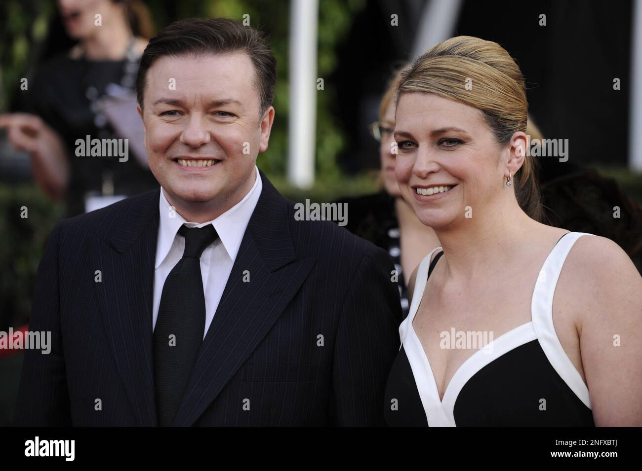 Ricky Gervais, left, and Jane Falon arrive at the 14th Annual Screen ...