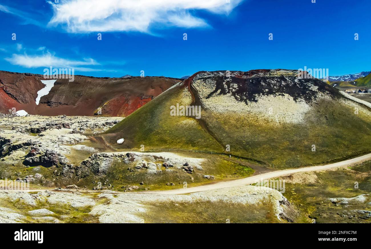Surreal volcano crater cone, surreal icelandic nordic volcanic barren ...