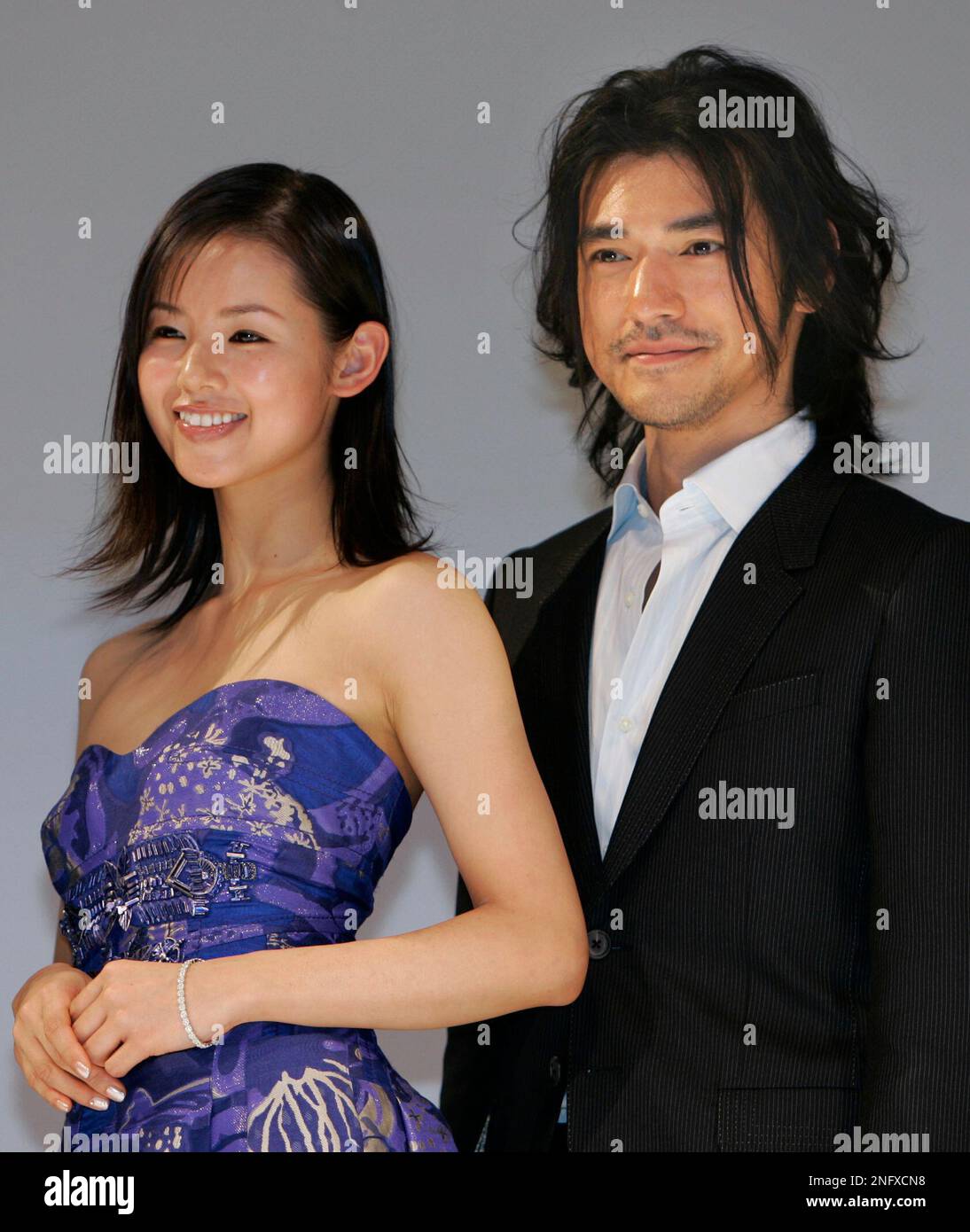 Japanese actor Takeshi Kaneshiro, right, and actress Manani Konishi ...