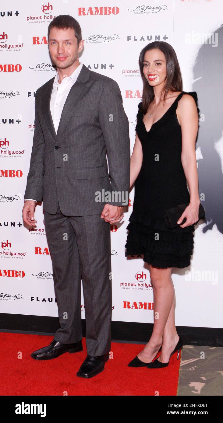 Matthew Marsden and Nadine Marsden arrive at the Rambo premiere at ...