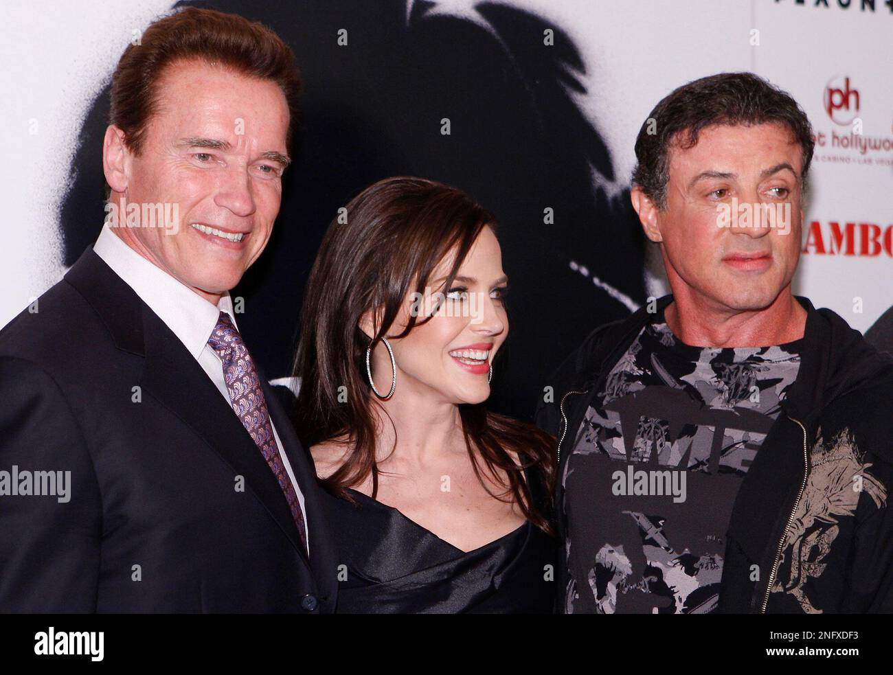 California Gov. Arnold Schwarzenegger, left, Julie Benz and actor ...