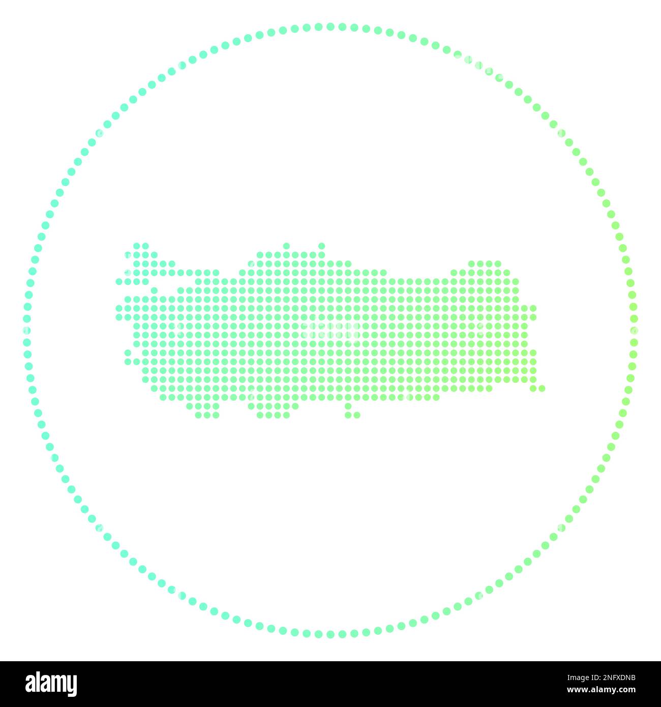 Turkey digital badge. Dotted style map of Turkey in circle. Tech icon ...
