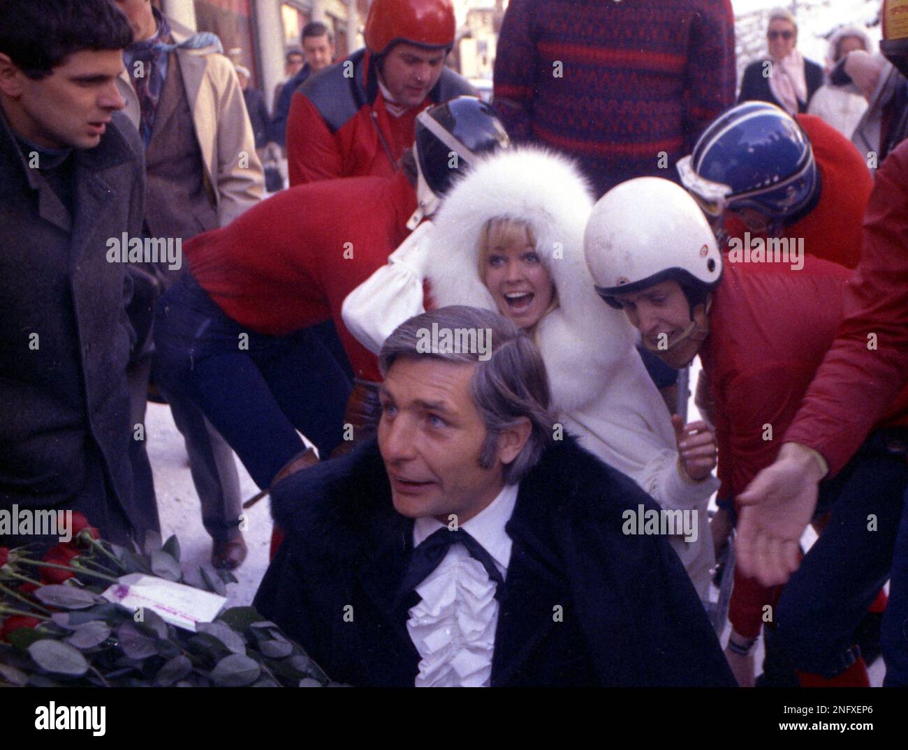 West German playboy Gunter Sachs and his freshly wed wife Mirja Larsson ...