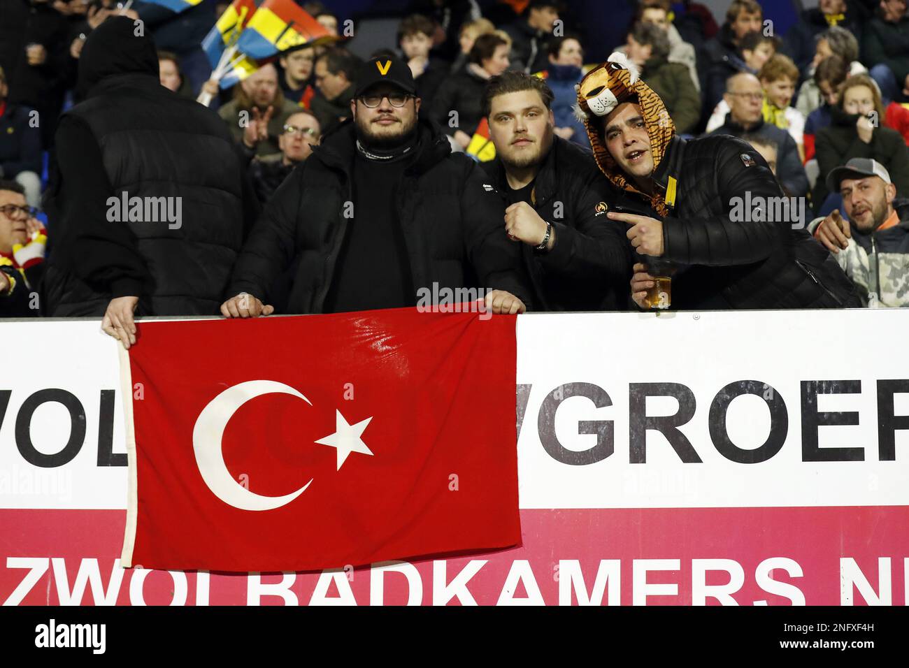 Waalwijk, Netherlands. 17th Feb, 2023. WAALWIJK - Fans with Turkish ...
