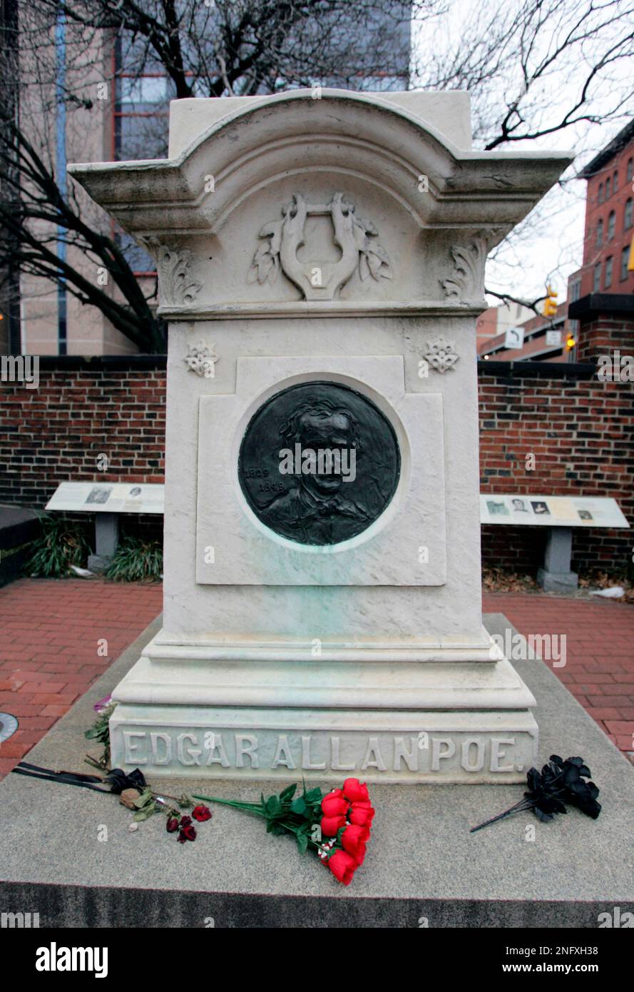 The tomb of writer Edgar Allen Poe is shown, Saturday, Jan. 19, 2008 ...