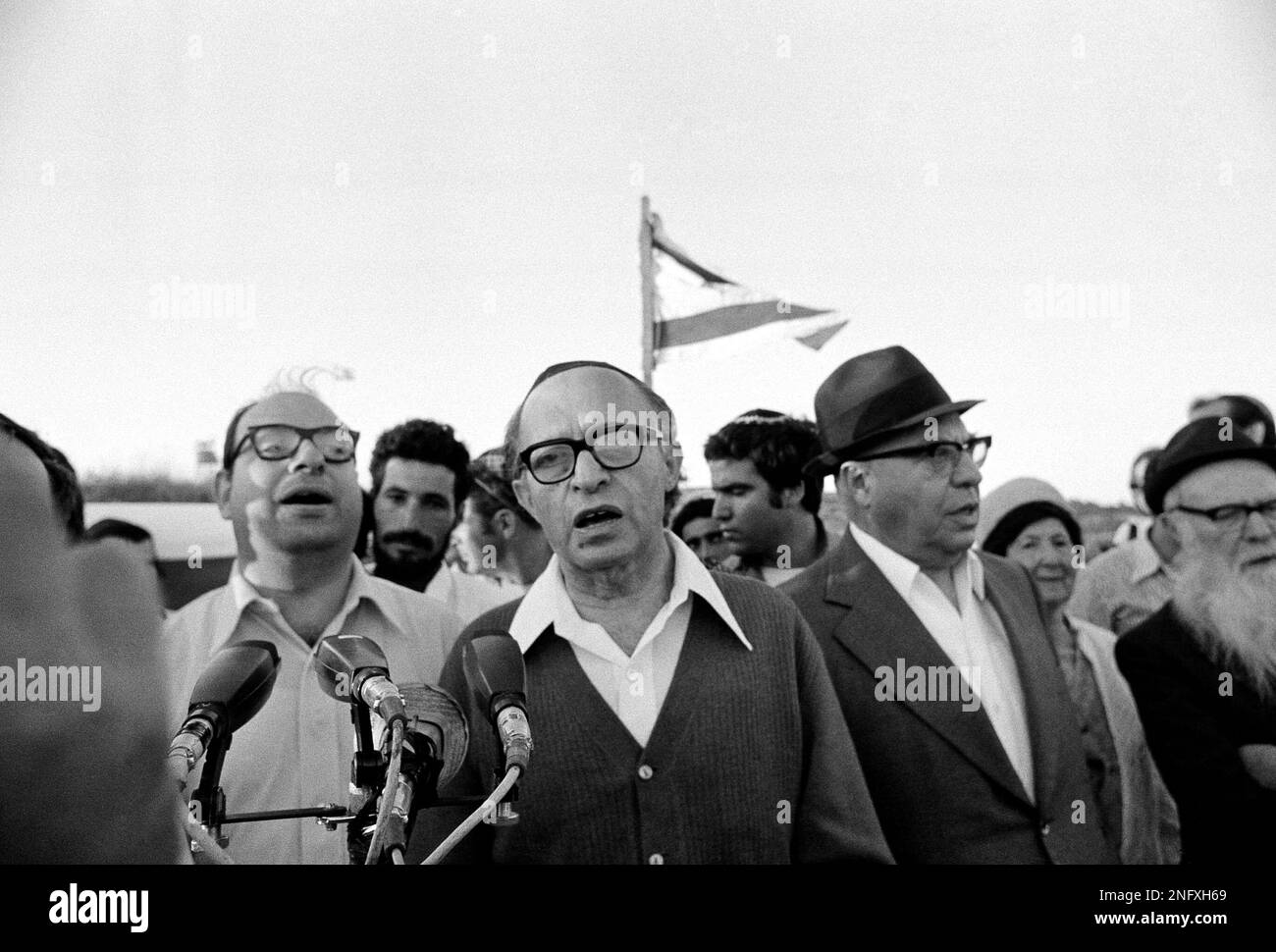 Right-wing Israeli leader Menachem Begin, center, fresh from victory in ...