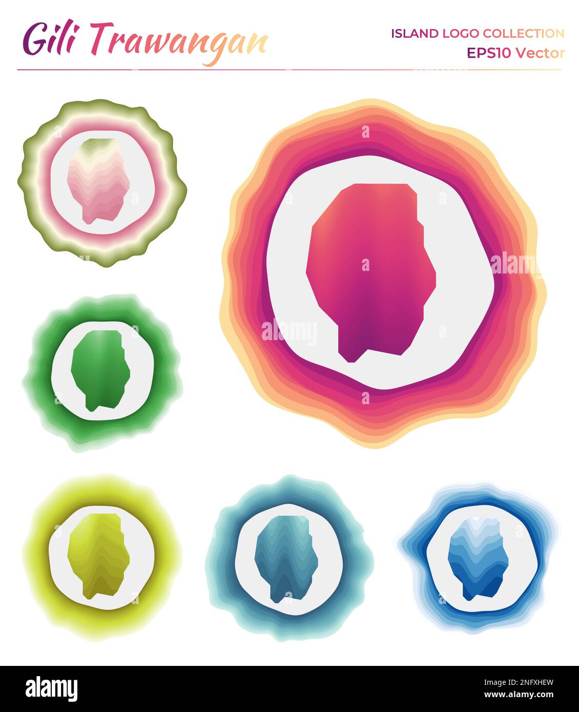 Gili Trawangan logo collection. Colorful badge of the island. Layers ...