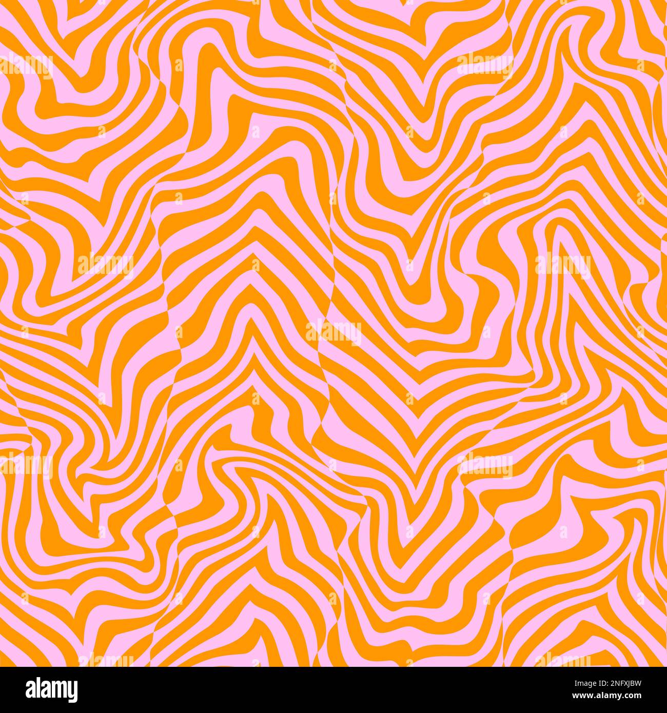 Psychedelic seamless vector pattern. Surreal distorted stripes. Abstract wavy background in ...