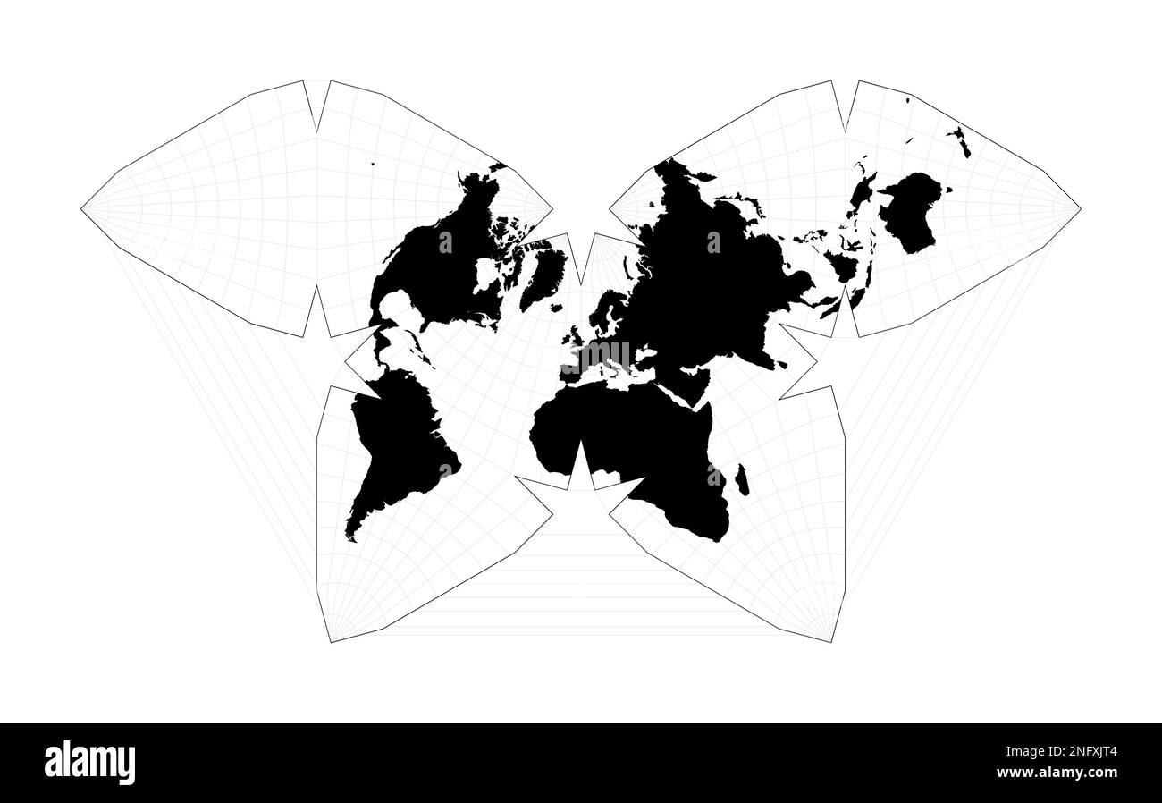 Minimal world map. Steve Waterman's butterfly projection. Plain world ...