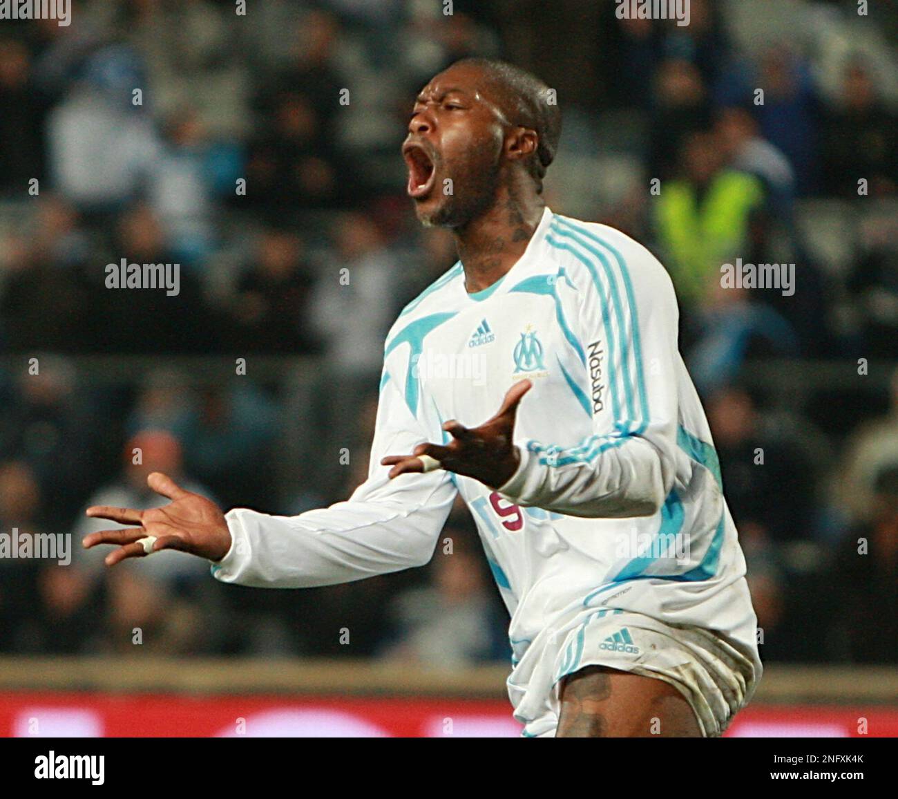 Marseille's forward Djibril Cisse gestures during the French League one ...