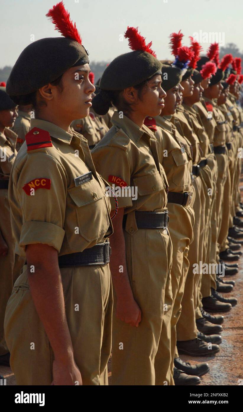 Indian National Cadet Corps (NCC) cadets practice for the 59th republic ...