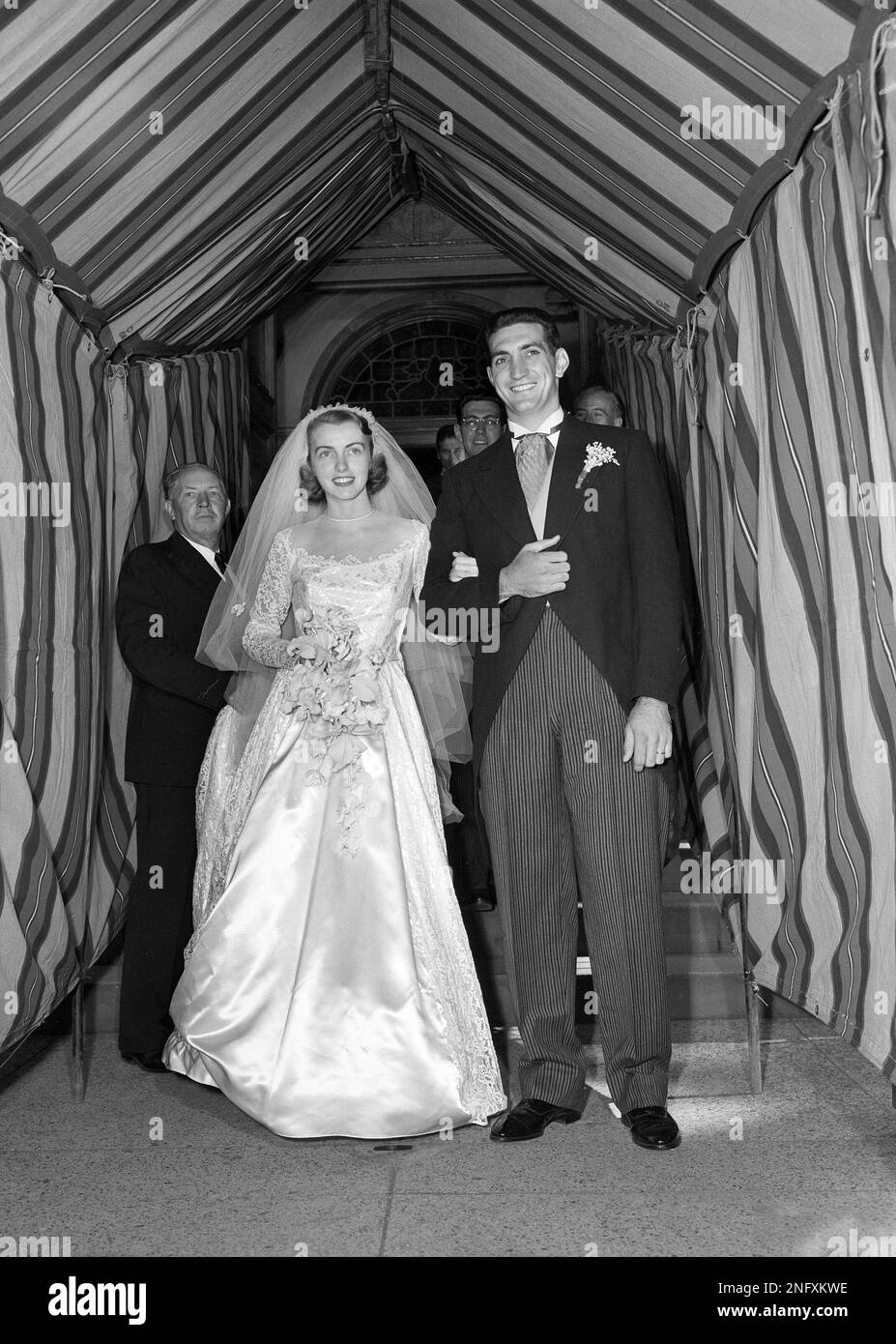 Brooklyn Dodgers' Ralph Branca and his bride Ann Mulvey leave St ...