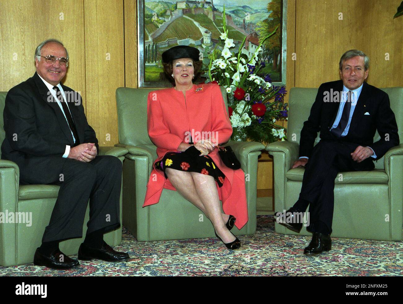 Queen Beatrix of the Netherlands, is pictured with German Chancellor ...