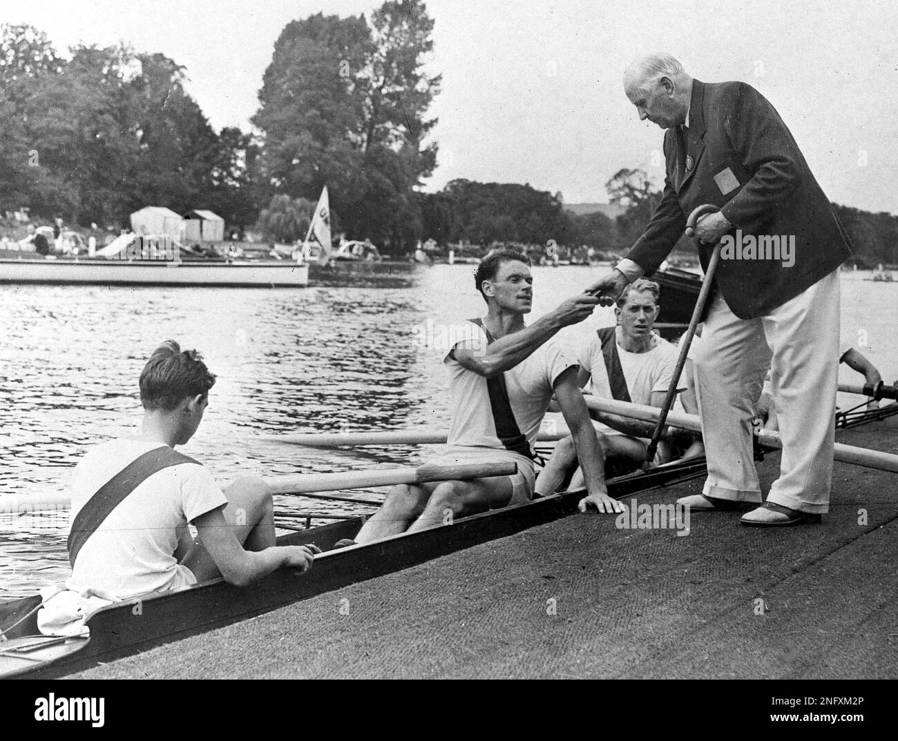 The crew of Denmark's boat receive their Olympic Games Coxed Four ...