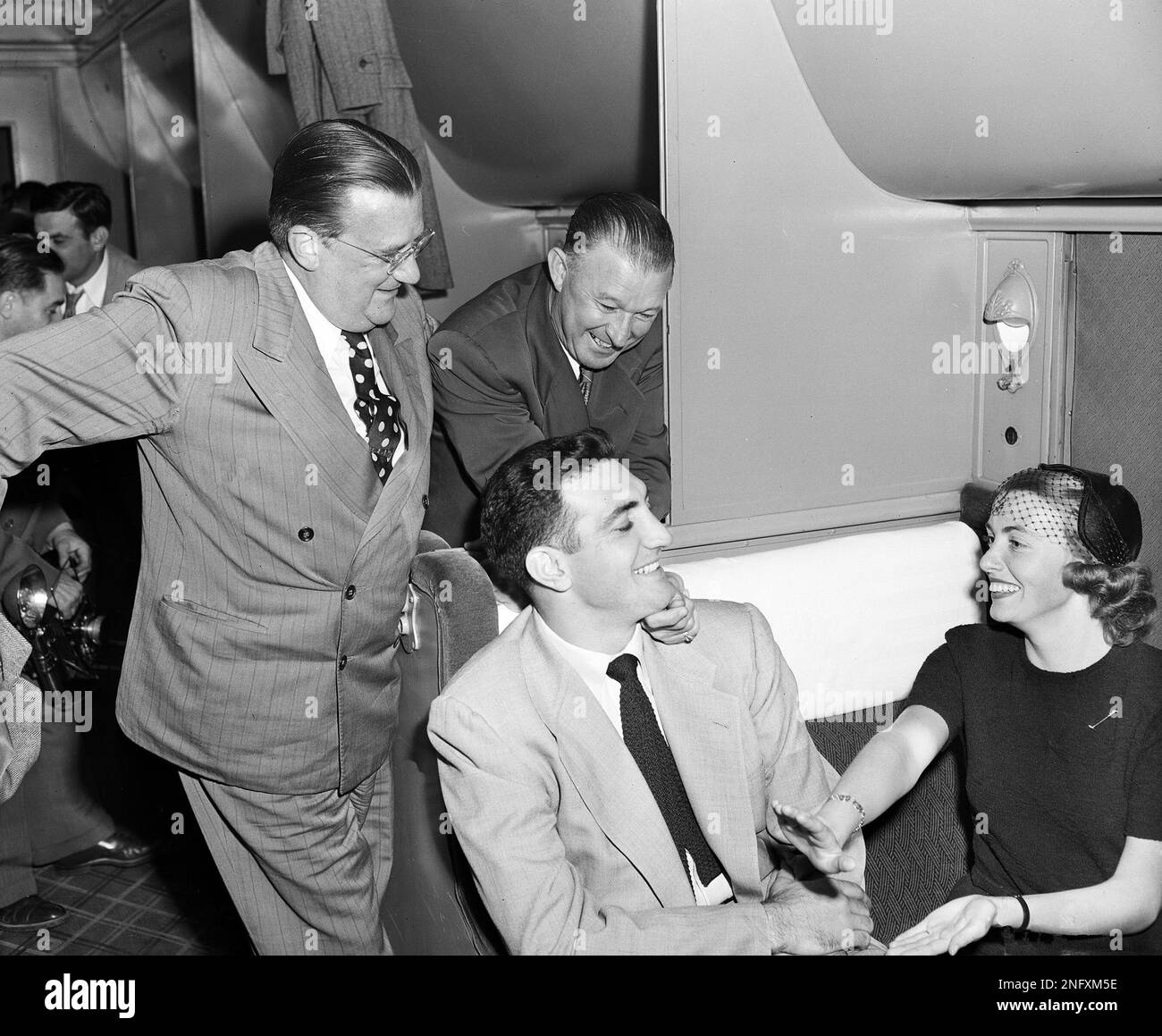 Ralph Branca, Brooklyn Dodgers' pitcher, is shown with his fiancee Ann ...