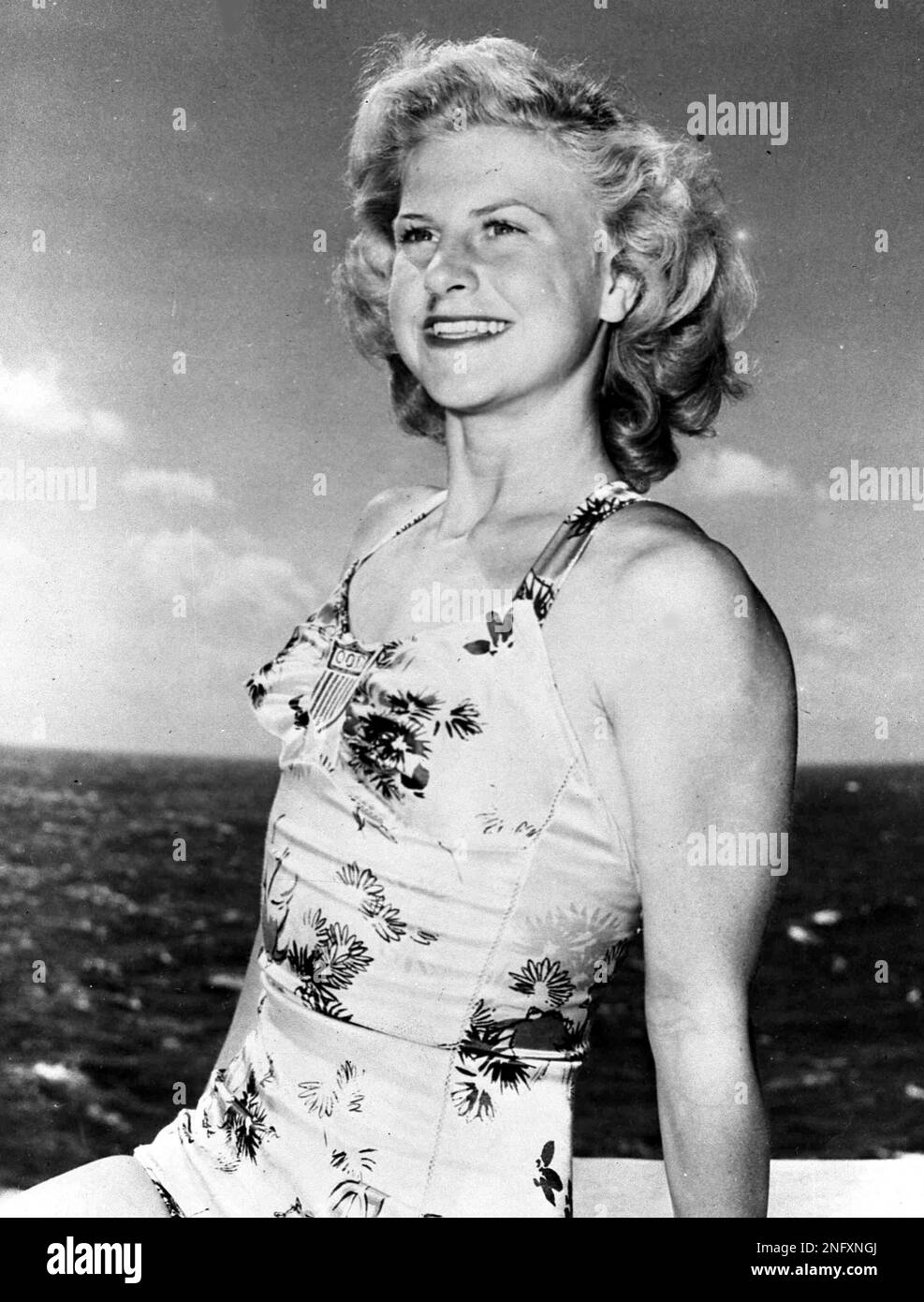 American springboard champion, seventeen-year-old Zoe Ann Olsen, poses ...