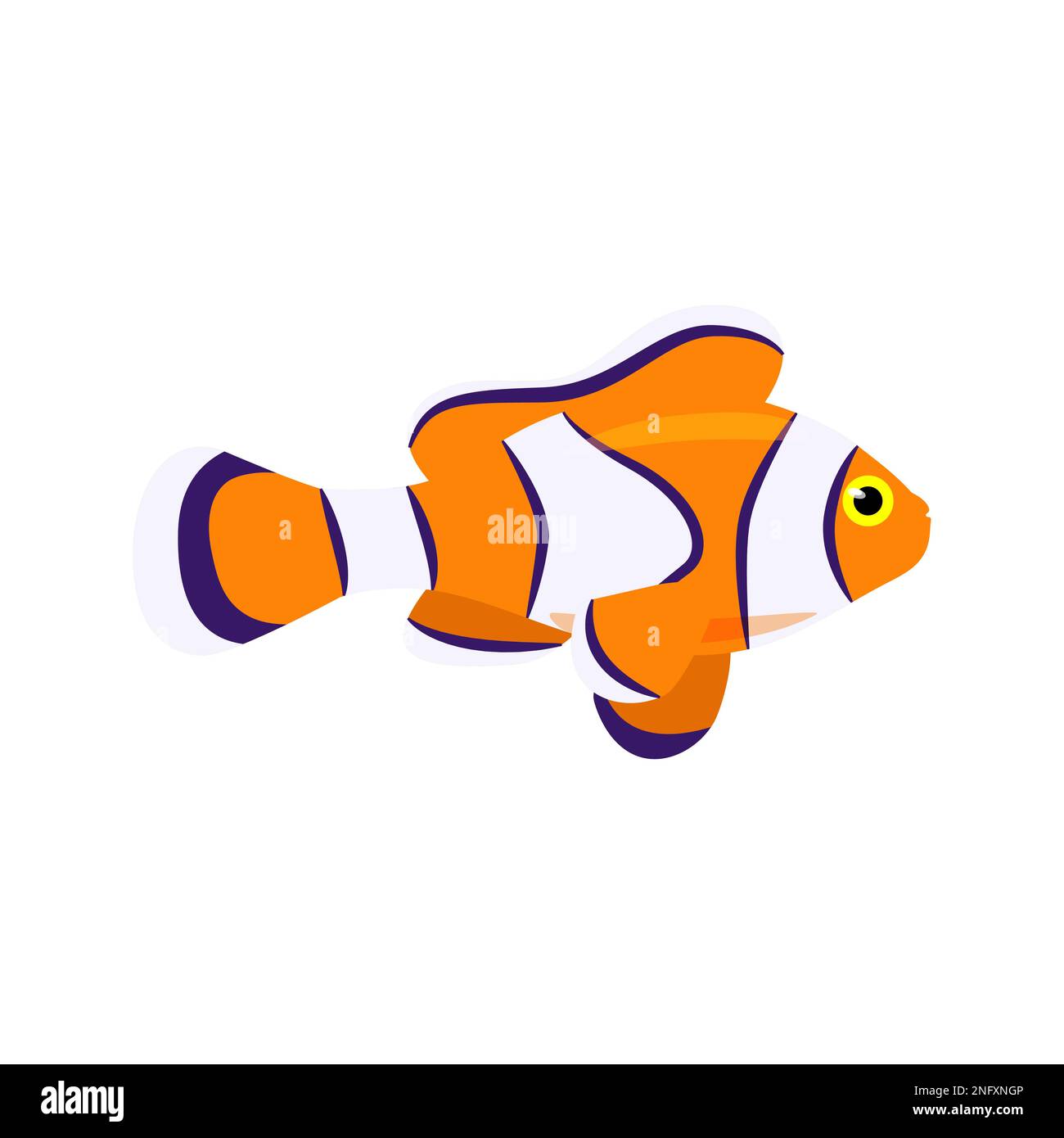Decorative marine fish orange with white stripes. Vector marine fish ...